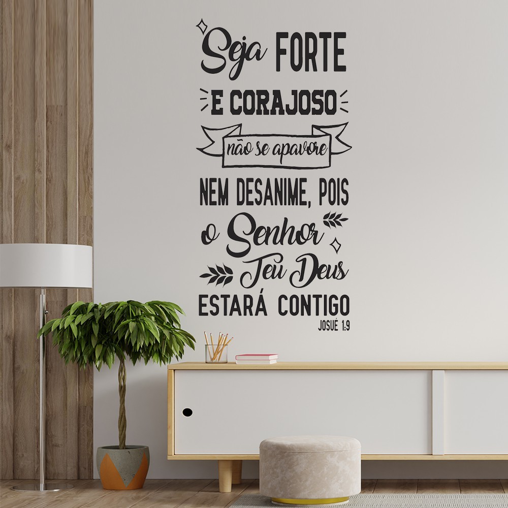 ADESIVO DE PAREDE DECORATIVO SEJA FORTE E CORAJOSO, VERSICULO BIBLICO ...