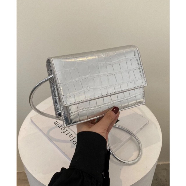 bolsa feminina prata pequena de festa de brilho brilhosa prateada de ...