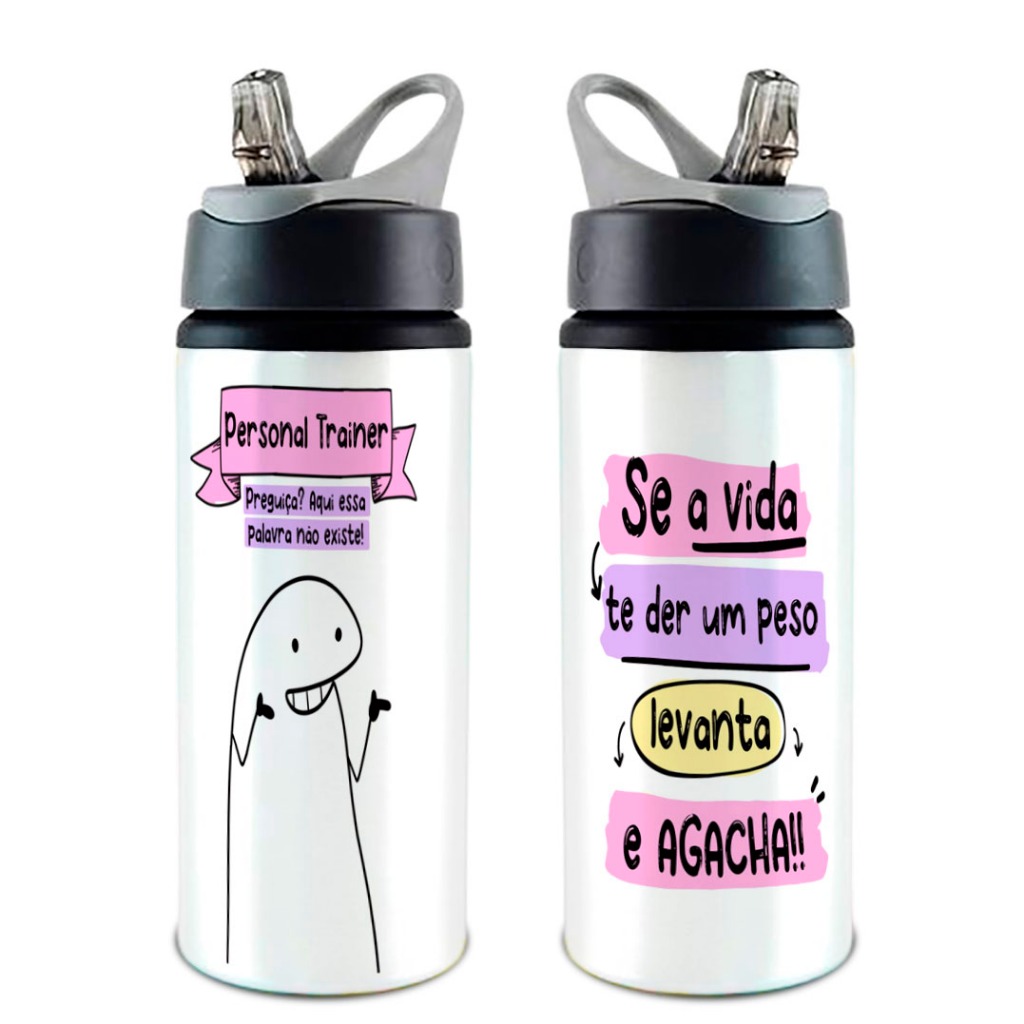 Garrafa Squeeze Flork Profissão Personal Trainer Rosa Alumínio Bico Retrátil Com Nome | Shopee ...