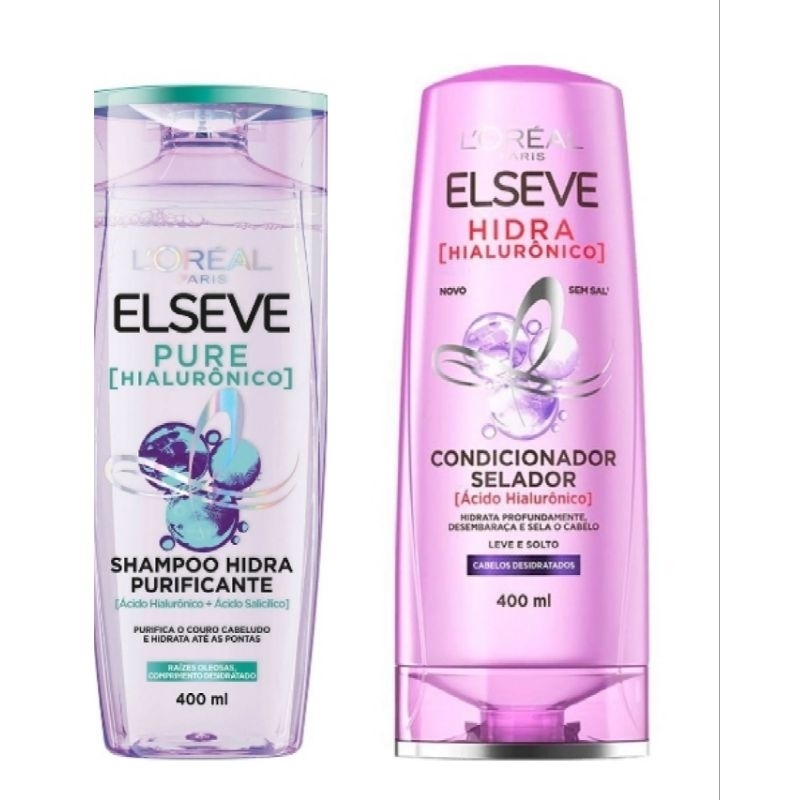 kit Elseve Pure Hialurônico Shampoo 400ml+ Condicionador Hidra 400ml ...