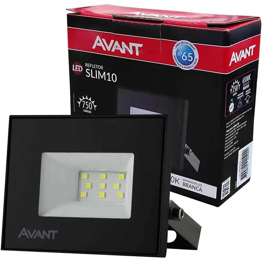 Refletor Holofote Slim LED, 10W, 20W, 30W, 50W, 100W ou 200W - Preto, Luz branca 6500K | Shopee ...