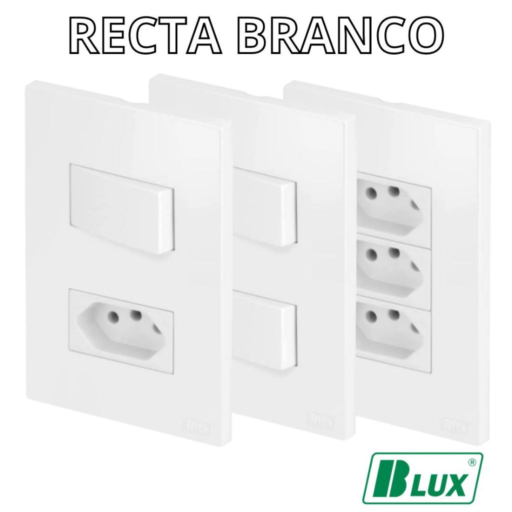 Conjunto Tomada Recta Branco Satin Blux 4x2 Tomada 10a / 20a ... Conjunto Tomada Recta Branco Satin Blux 4x2 Tomada 10a / 20a ...