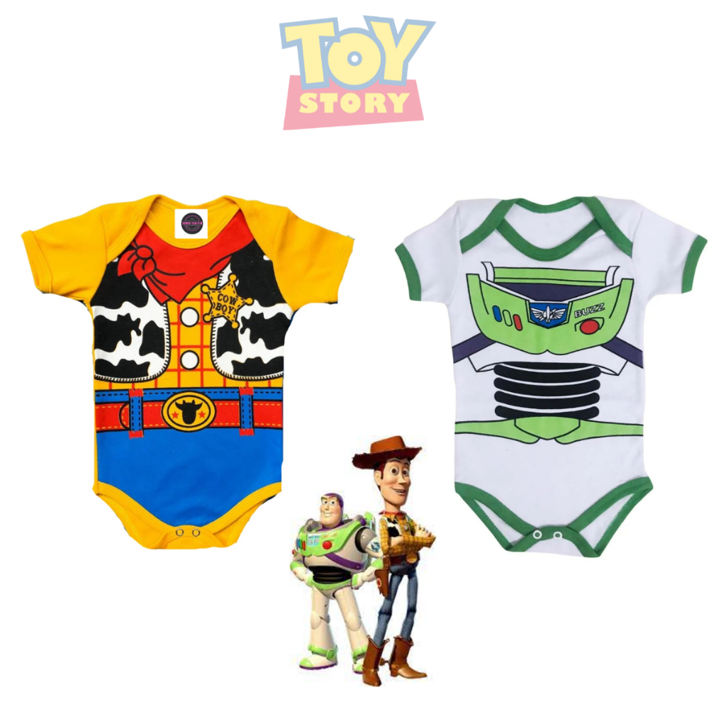 Kit 2 Body BebeTemáticos Buzz Lightyear & Woody Personagens Mêsversário ...