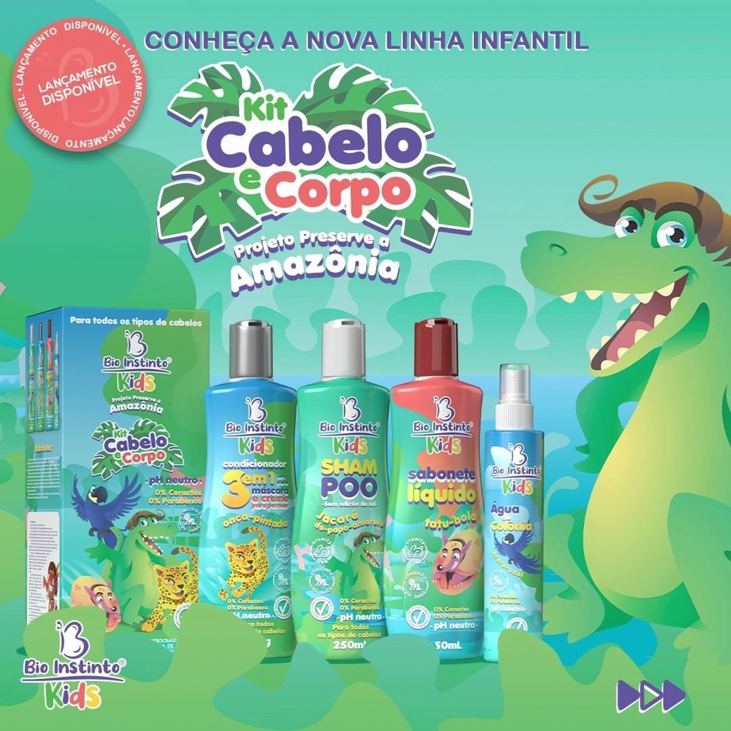 Kit Infantil Cabelo E Corpo Bio Instinto Kids - Kit Completo (4 ITENS ...