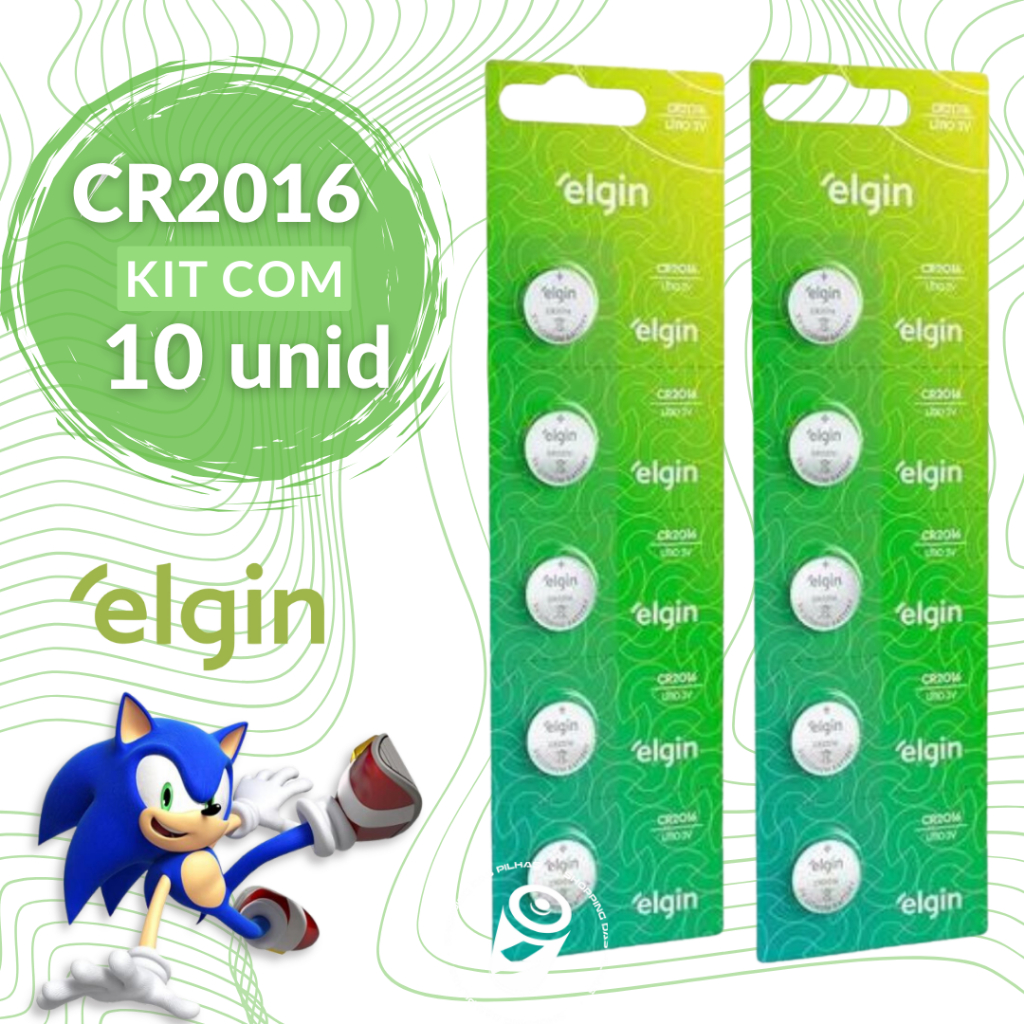 10 Baterias CR2016 3V Tipo Moeda Litio Lithium Elgin Energy - 02 Cartela C/ 05 Unidades | Shopee ...