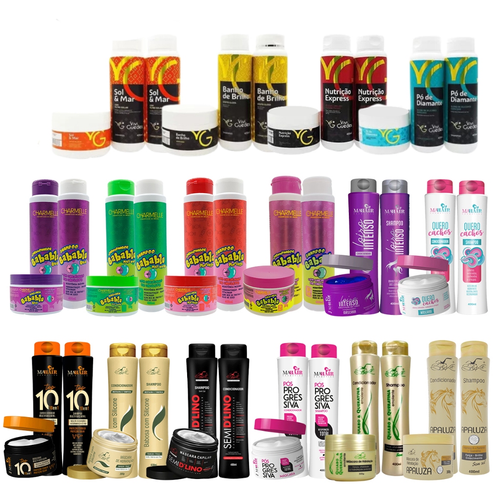 Kit Capilar Shampoo 12 Produtos Belkit Babaloo mahair | Shopee Brasil