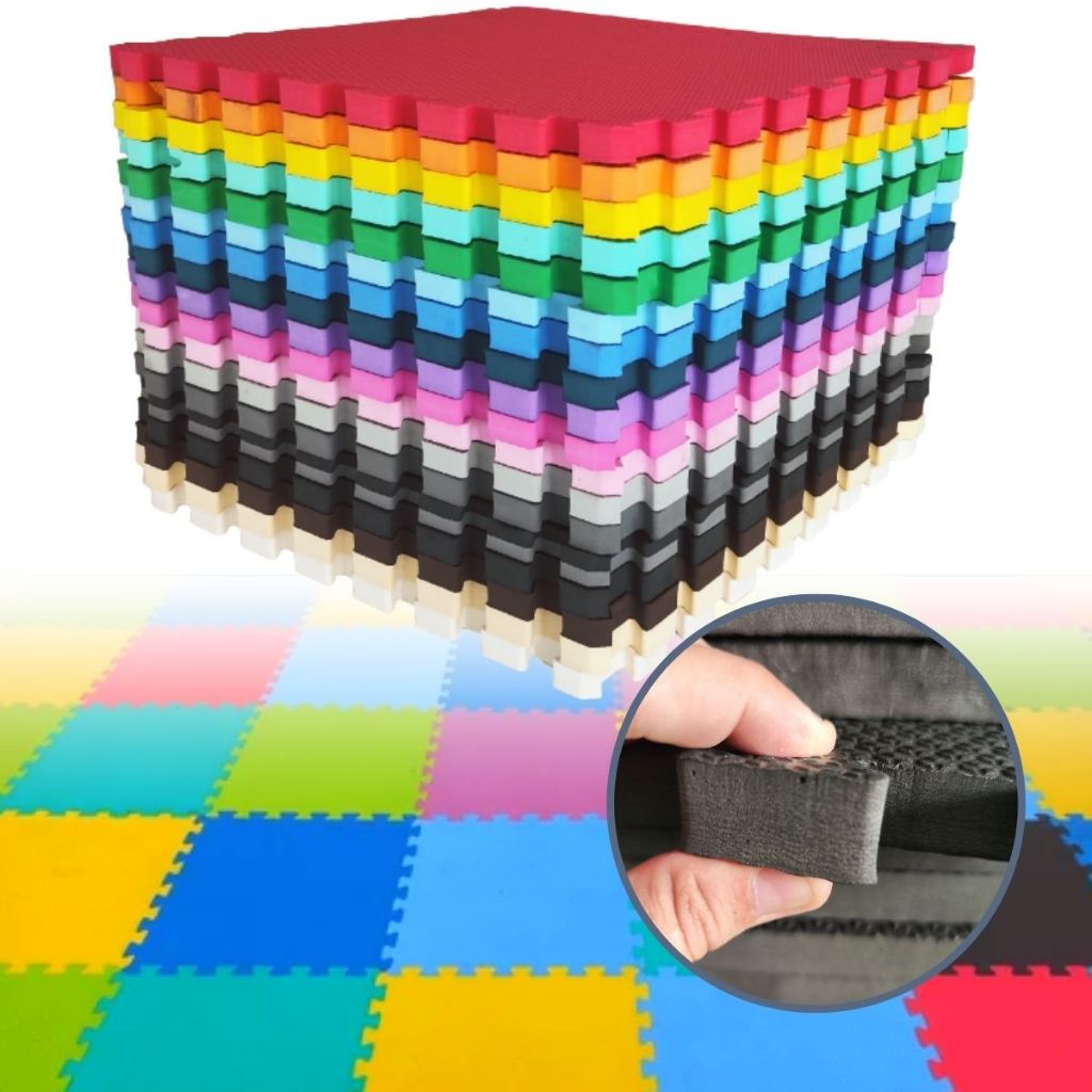 Kit 12 Tatame Infantil Tapete EVA 50x50x2cm Bebe Criança Atividades 3m² ...