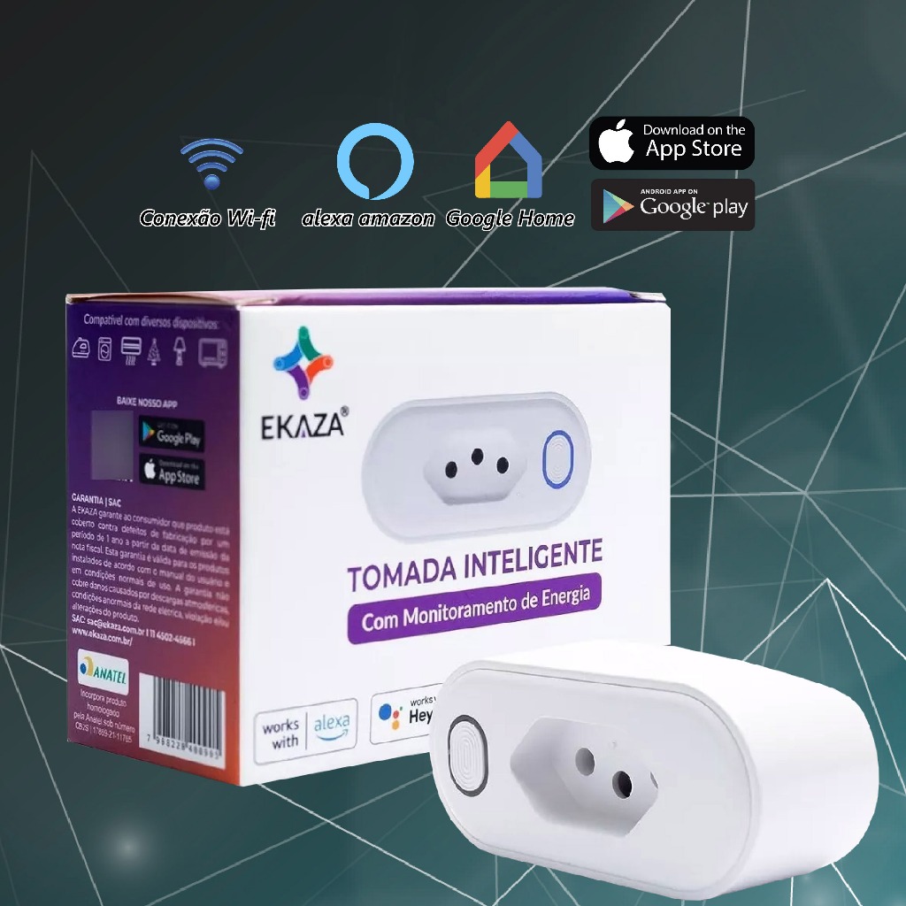 Smart Tomada PLUG Inteligente Wifi Ekaza 10A 16A 20 A C/Medição Alexa ...