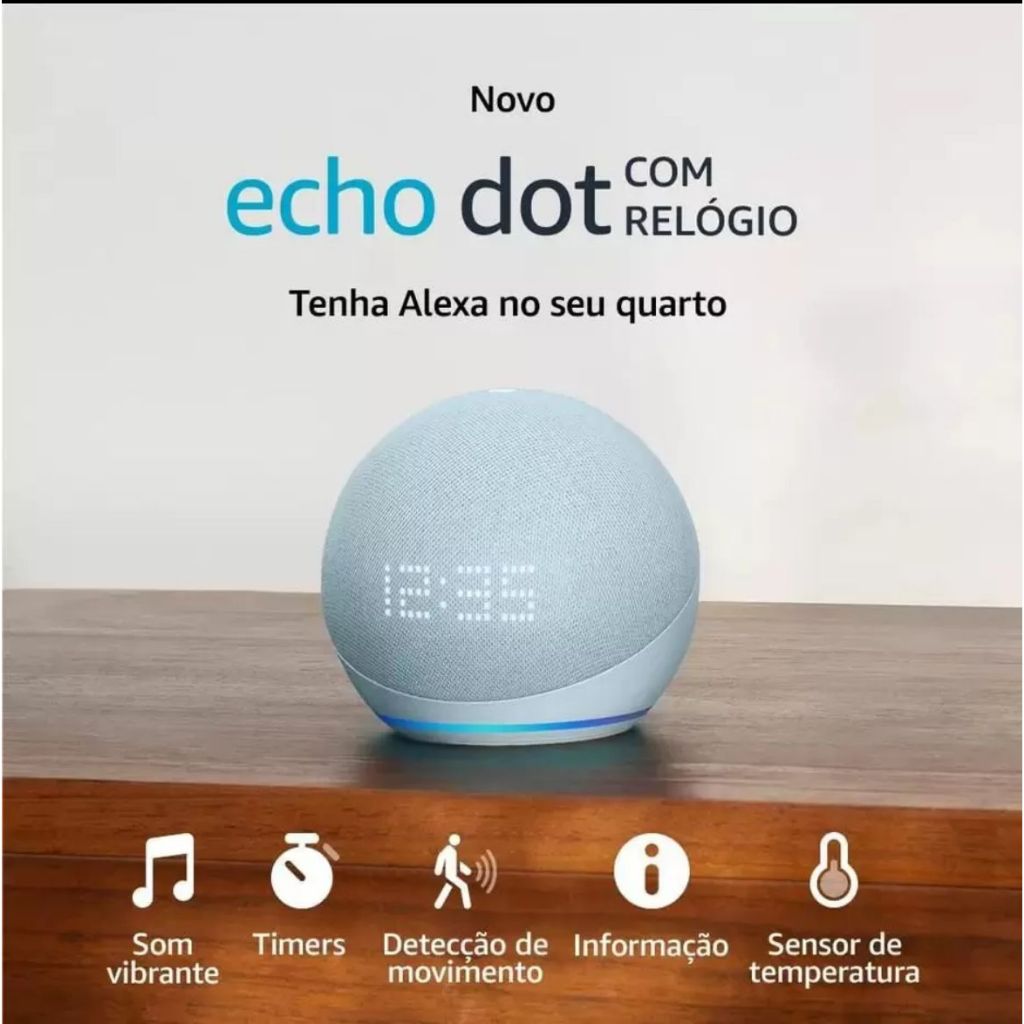 Alexa Echo Dot Amazon 5ª Geração Com Relógio Alexa Original | Shopee Brasil