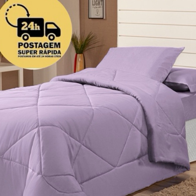 Edredon Margarida Solteiro Dupla Face 02 Peças Lilás Promoção | Shopee ...