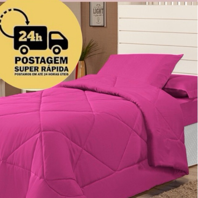 Kit Edredom Margarida Solteiro Dupla Face 02 Peças Pink | Shopee Brasil
