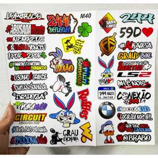 Cartela de adesivos 40 unidades - para Bike Carro Moto Capacete impreshow grau coelho 244 ...