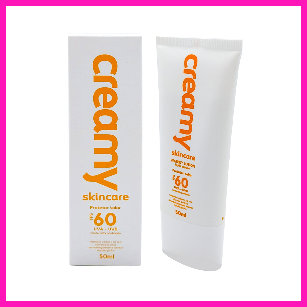 Creamy Protetor Solar FPS 60 UVA + UVB 50ml (Fórmula Aquosa de Alta ...