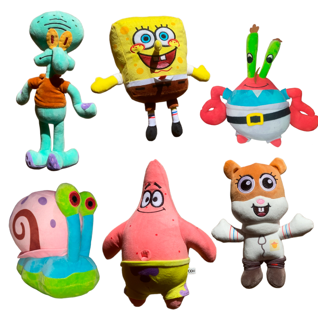 Pelucia Bob Esponja Patrick Estrela Lula Molusco Seu Sirigueijo Sandy ...