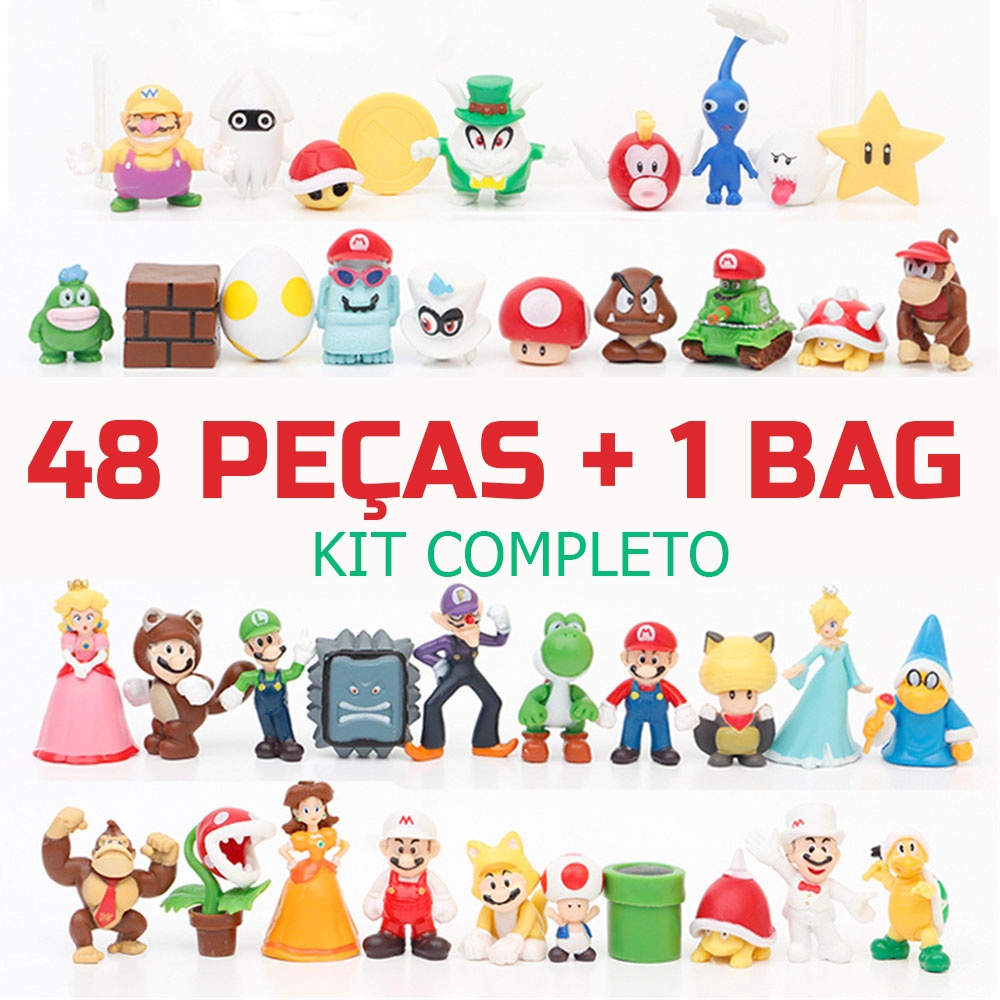 Bonecos Novos Kit Completo de 48 Super Mario Bros Bonecos Miniatura ...