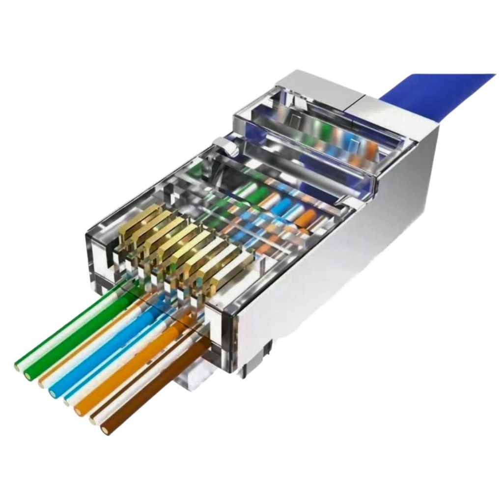 Conector Lan Ethernet Rede RJ45 Cat5 Blindado Vazado 100 Peças | Shopee ...