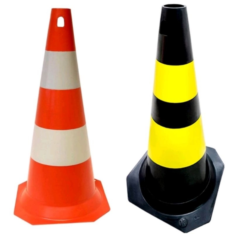 Cone de Sinalização e Segurança 50cm Preto e Amarelo ,Laranja e Branco ...