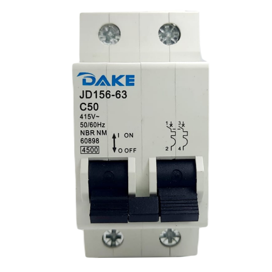 Disjuntor Bipolar Trilho Din Curva C 50a 2p Bivolt Dake | Shopee Brasil
