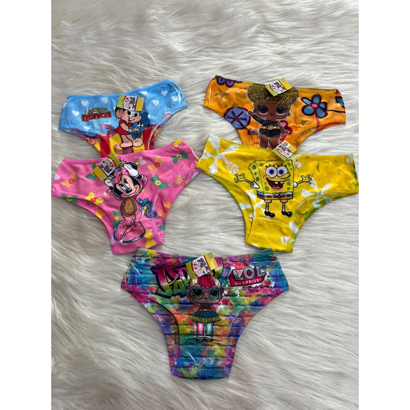 01 Calcinha Infantil Juvenil Feminina Temáticas Sublimadas Disney ...