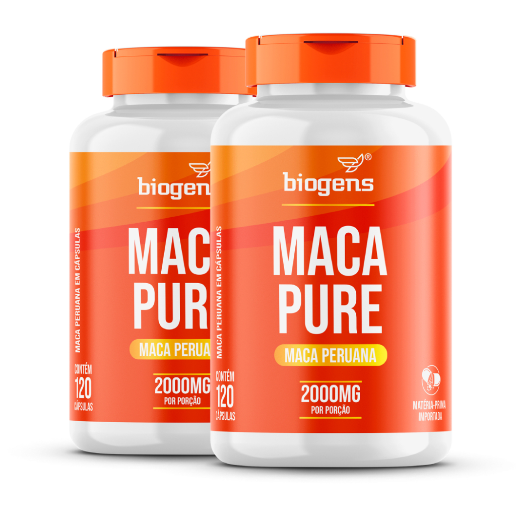 Kit 2x Maca Peruana Pura 120 Cápsulas, Maca Pure, Biogens | Shopee Brasil