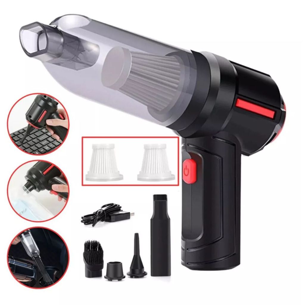 Aspirador De Pó Mini Soprador 3em1 Usb Portatil Recarregável - Faz a Boa!