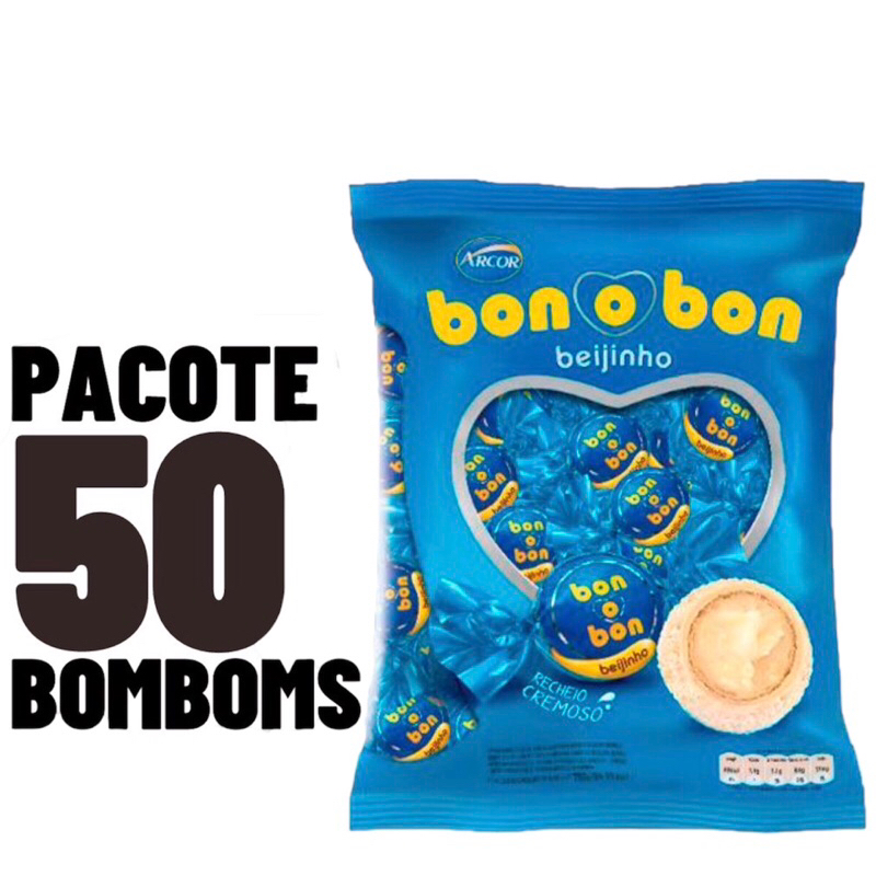 Bombom Bon O Bon Recheio Branco coco Cremoso 50Un Pacote 750g - Arcor ...