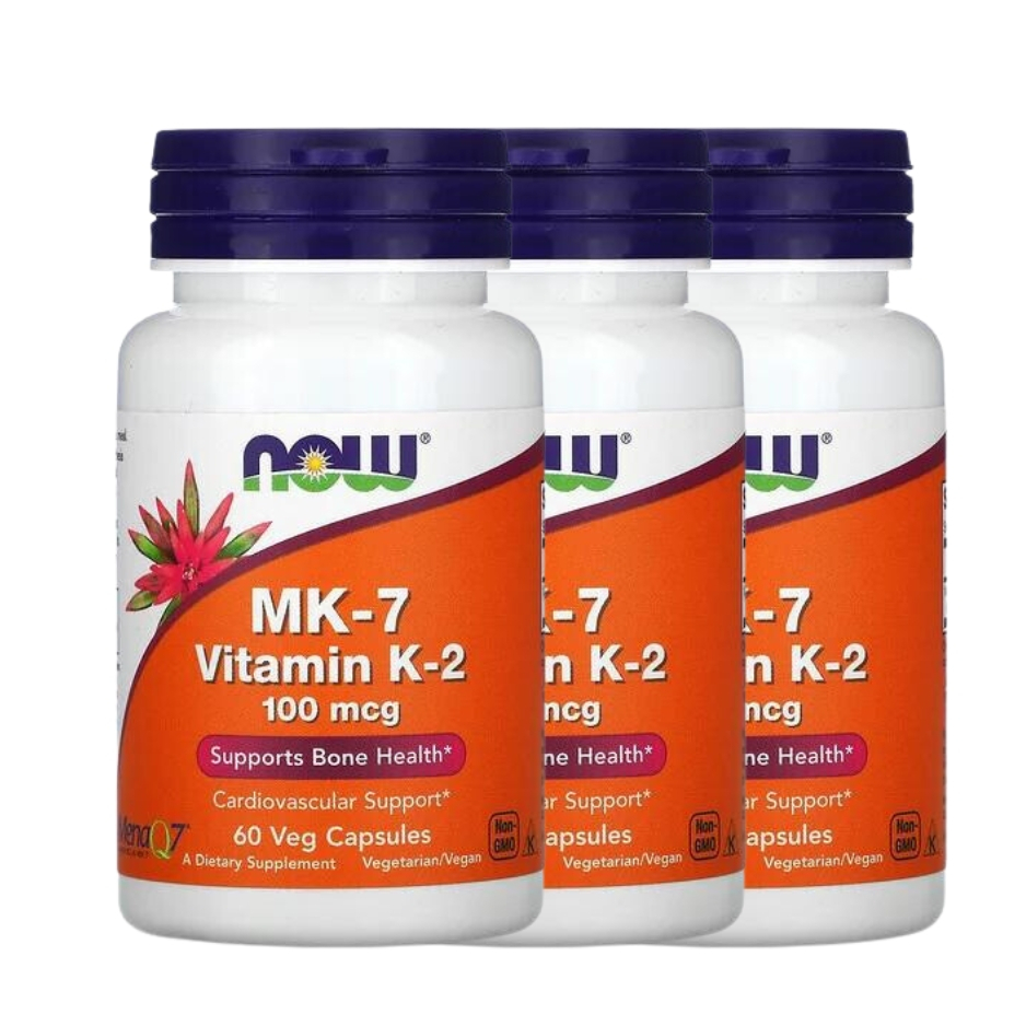 Kit 3 Potes Mk7 Vitamina K2 100mcg 60 Cápsulas - Now Foods | Shopee Brasil