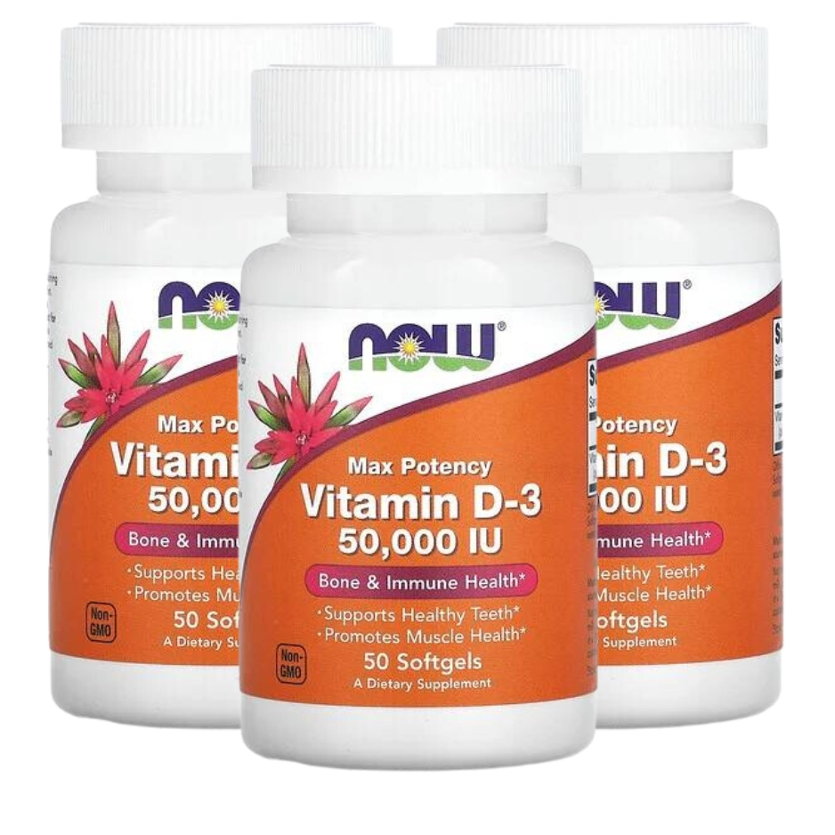 Kit 3 Now Foods Vitamina D3 50.000 Ui 50 Caps Softgel | Shopee Brasil