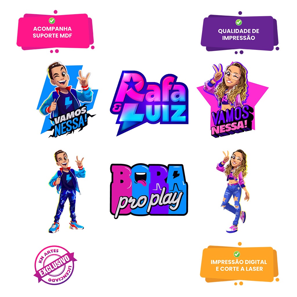 Kit 6 Displays De Mesa Tema Rafa e Luiz Licenciado | Shopee Brasil