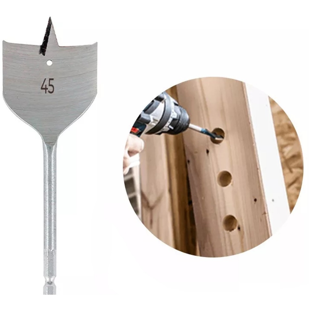 Broca Ponta Chata Para Furar Madeira 50mm Enc.1/4-152mm | Shopee Brasil