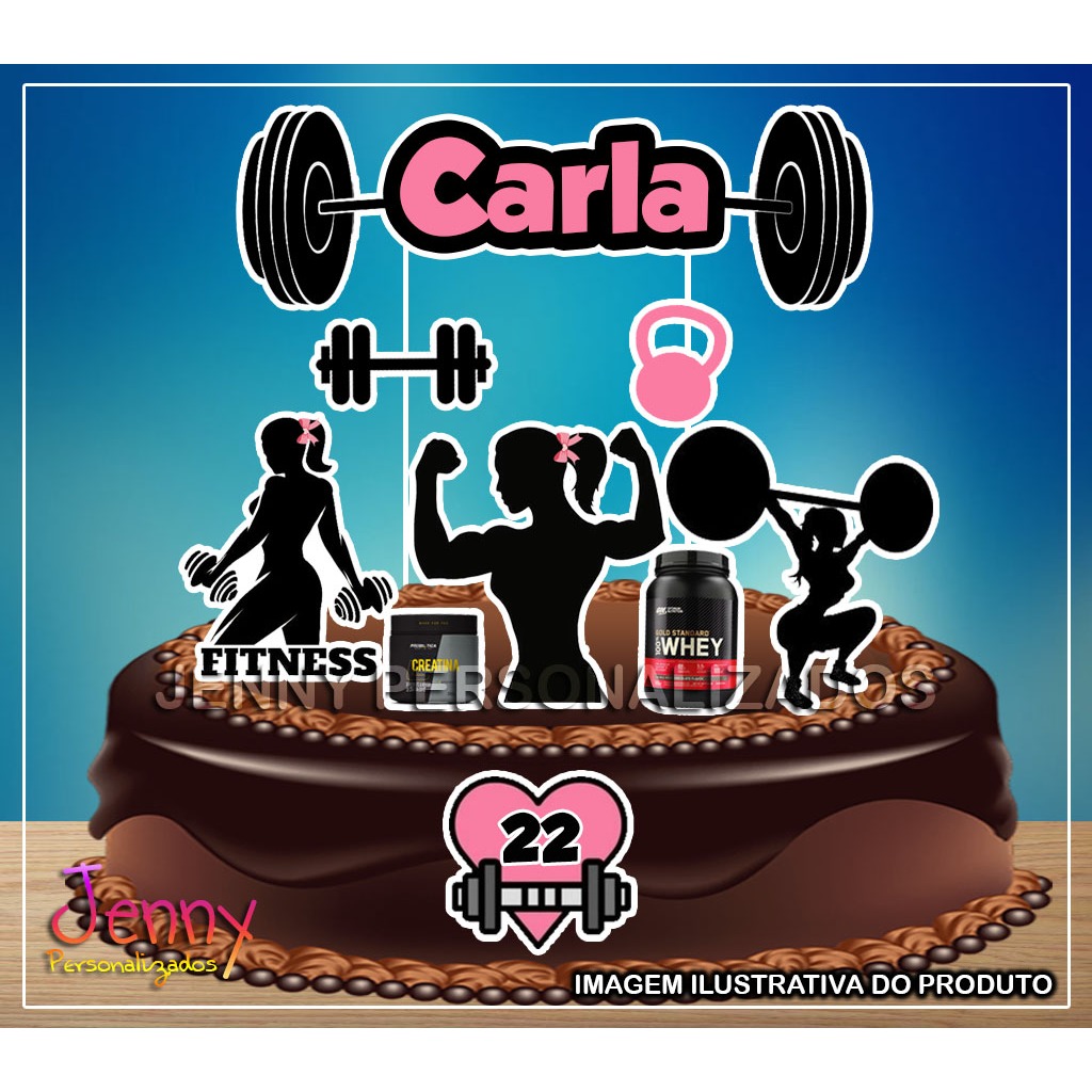 Topo Topper de Bolo Academia Mulher Marombeira Personalizado | Shopee ...