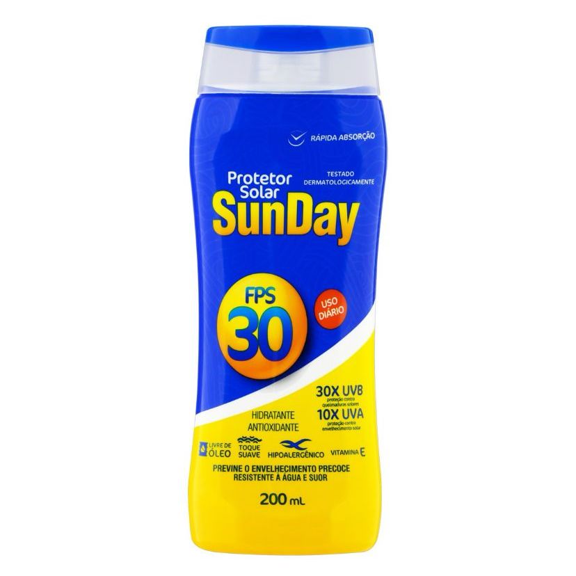 Protetor solar Sunday Protector Solar FPS 30 em creme 1 unidade de 200 ...