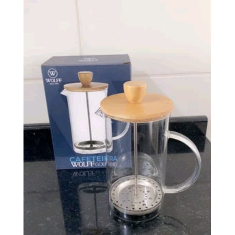 Cafeteira Prensa Francesa com Tampa Bambu 600ml wolff ou mimos e 350 ml ...