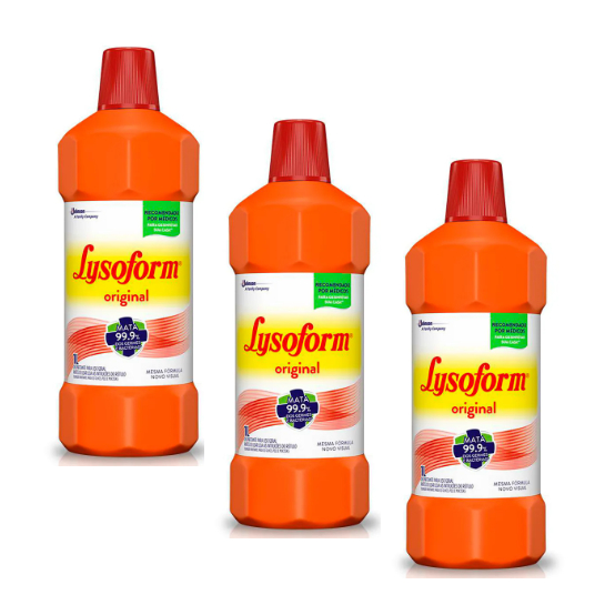 Desinfetante Lysoform Original kit 3 unidades 1L | Shopee Brasil