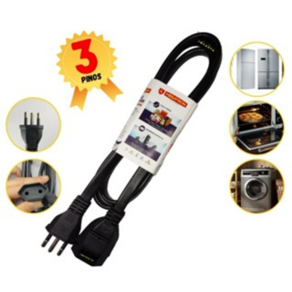 Extensão Elétrica 20A 3 Pinos e 2 Pinos p alta potencia Cordão prolongador curvo 1,5 Metros ...