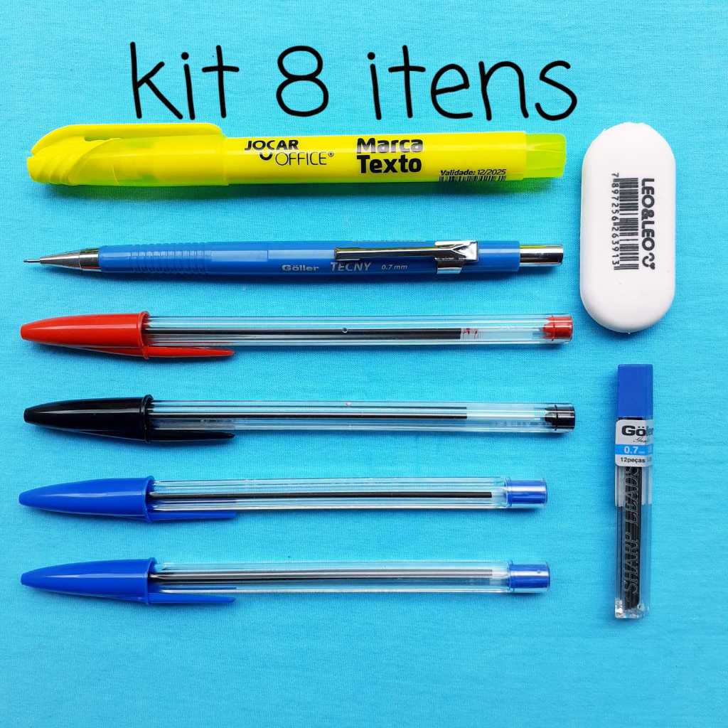 Kit Material Escolar Essencial Com 8 Itens Papelaria Shopee Brasil