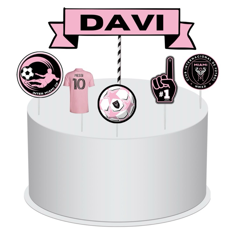 Topo/Topper de bolo Inter Miami Messi personalizado com nome | Shopee ...