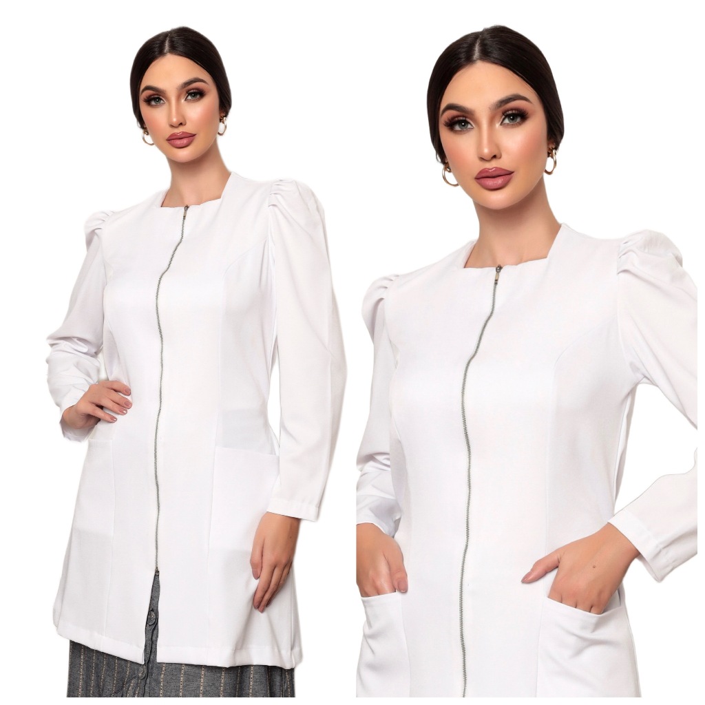 Jaleco Feminino Gabardine Com Elastano Zíper Diana | Shopee Brasil