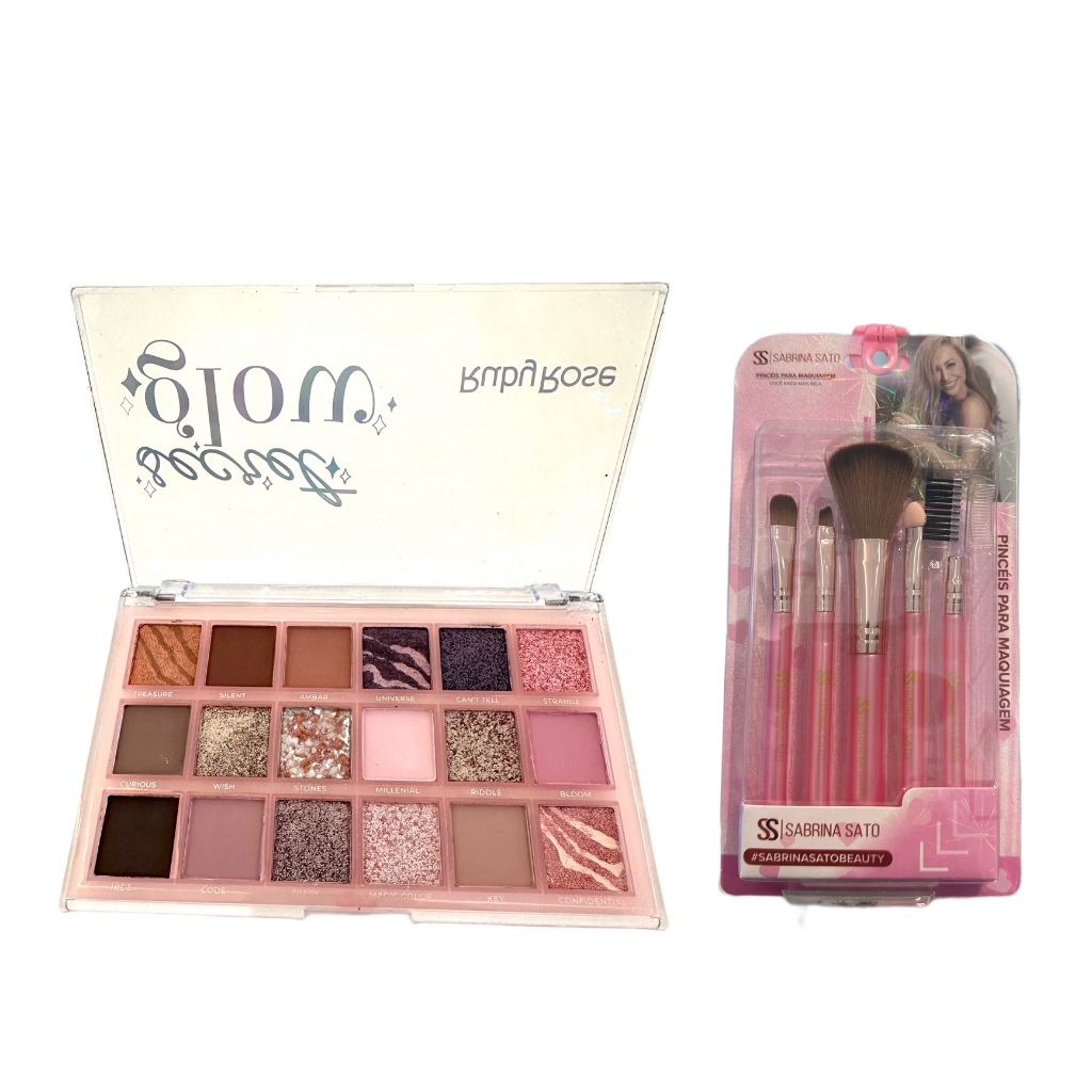 KIT PALETA DE SOMBRA RUBY ROSE E KIT PINCEL SABRINA S | Shopee Brasil