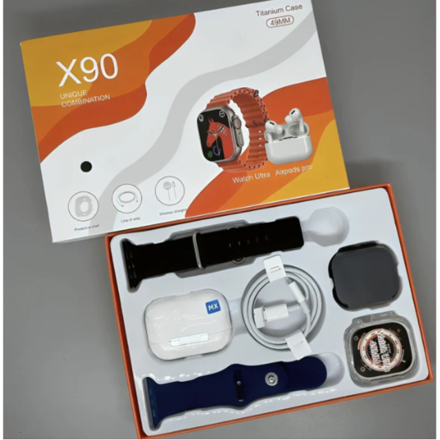 Relógio X90 Ultra Smartwatch 5 Em 1 TWS Fone De Ouvido Bluetooth Novos ...