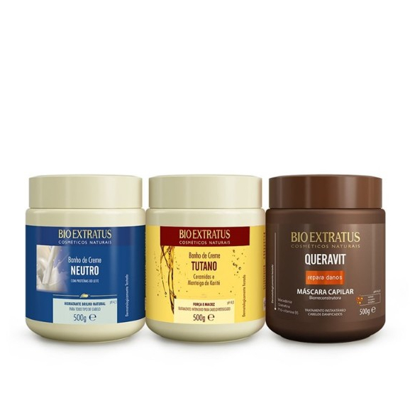 Kit Cronograma Todos Tipos de Cabelos Bio Extratus 500g | Shopee Brasil