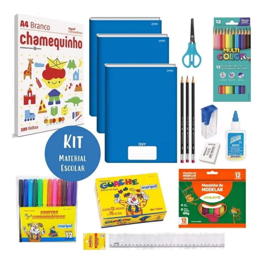 Kit de Material Escolar Completo Ensino Fundamental Menino | Shopee Brasil