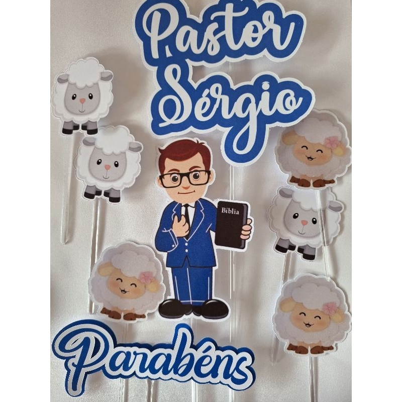 Topo topper bolo pastor | Shopee Brasil