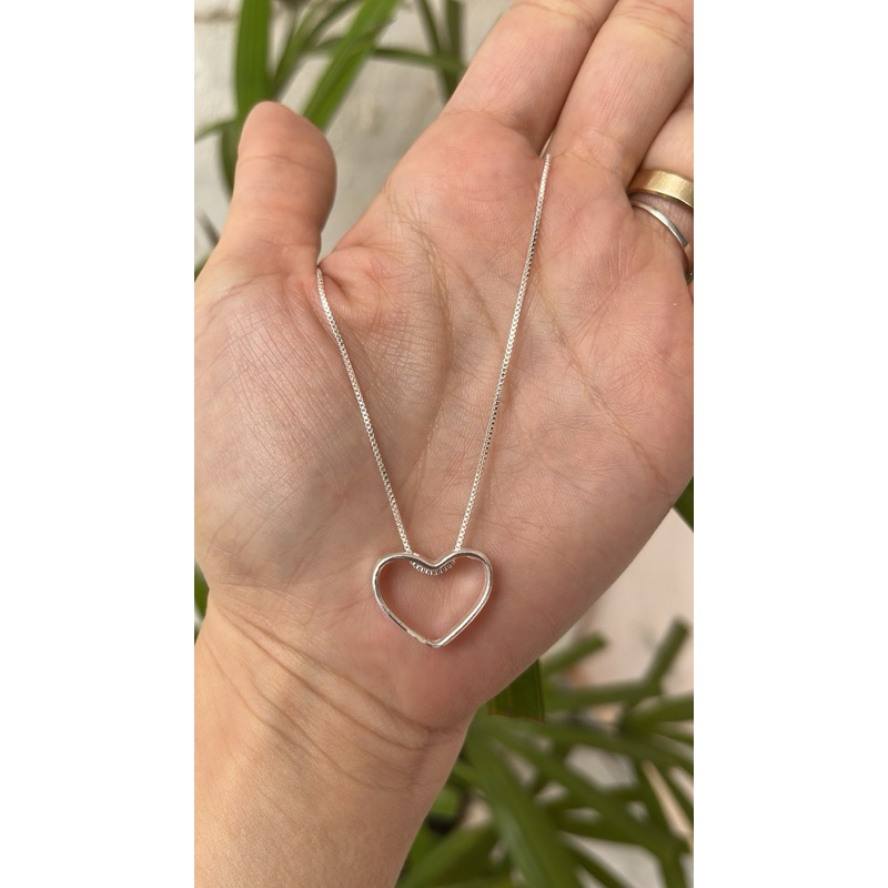 Corrente colar pingente coração vazado Pandora Banhado a prata legitima ...