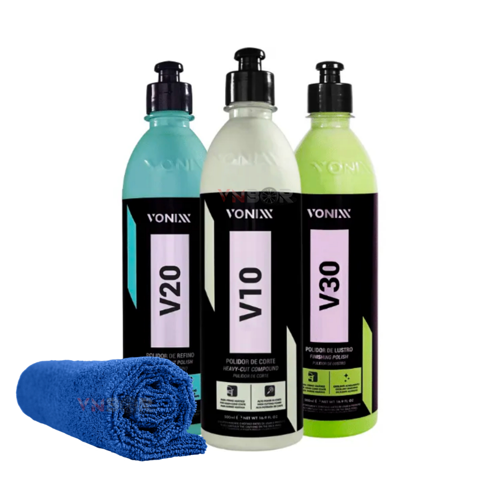 Kit Polidores V10 V20 V30 Vonixx 500ml Polidor Verniz Asiatico Corte Lustro Refino Composto ...