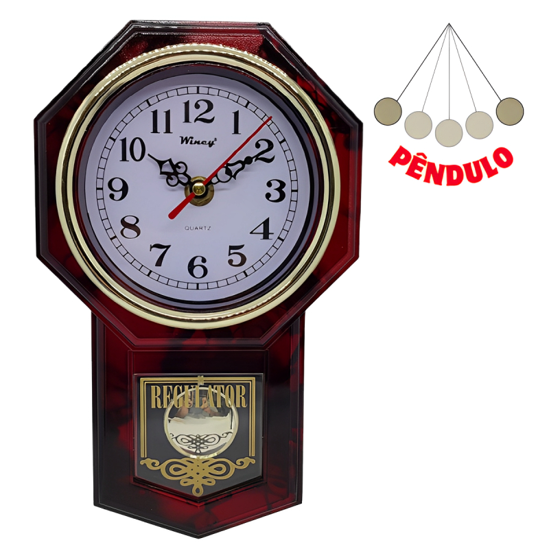 Relogio Parede Com Pendulo Estiloso Retro Rustico A Pilha- Envio 24h ...