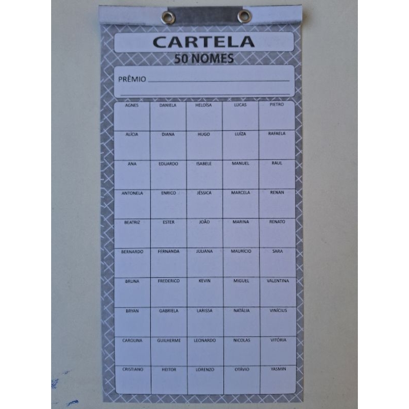 30 CARTELAS DE RIFA 50 NOMES | Shopee Brasil