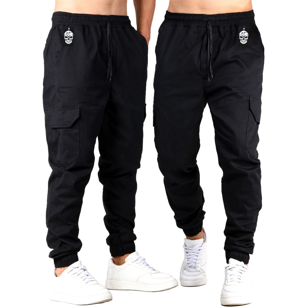 Calça Cargo Masculina Jogger Com Punho Skatista Bolso Na Perna Shopee