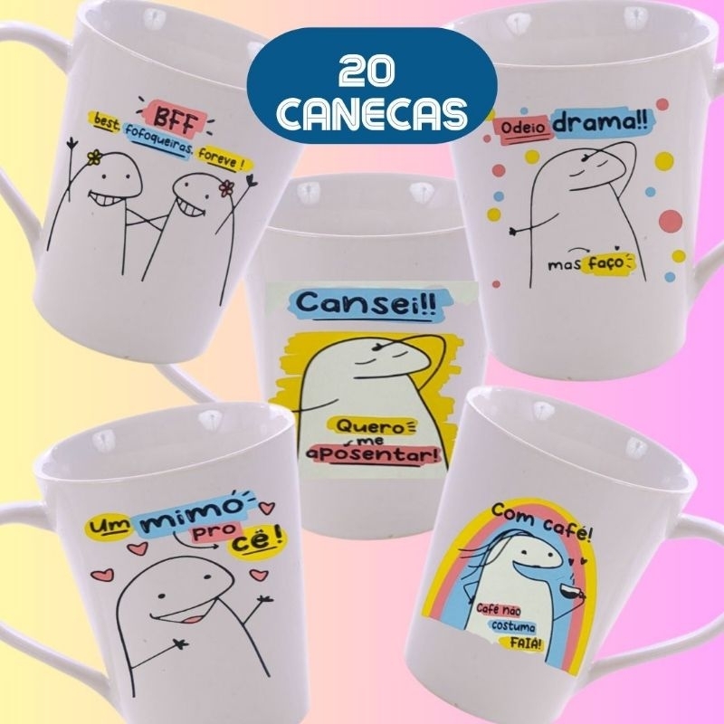 Kit 20 Canecas Personalizadas Divertidas Atacado Meme Flork Bento ...