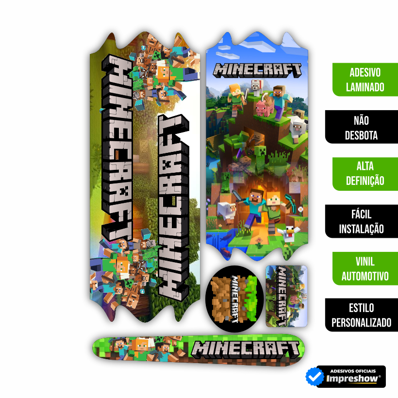 Cartela Adesivo Minecraft Para Bicicletas - Bike aro 12,16,20 e 24 ...